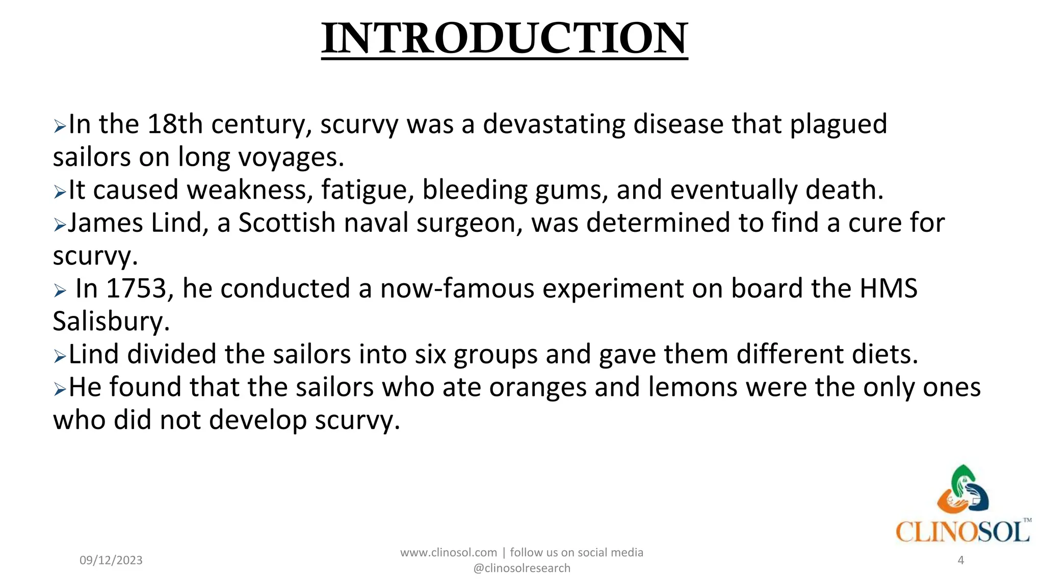 Construction of Clinical Trials - The James Lind Era | PPTX