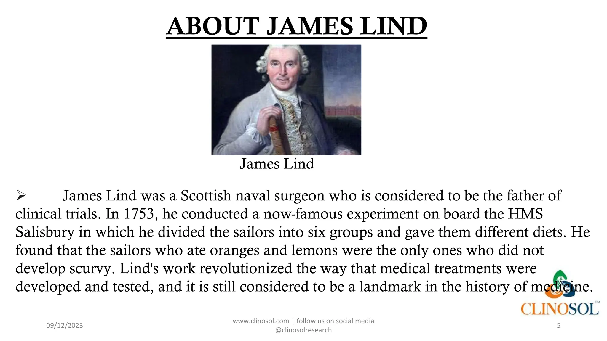 Construction of Clinical Trials - The James Lind Era | PPTX