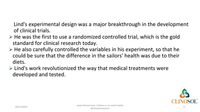 Construction of Clinical Trials - The James Lind Era | PPT