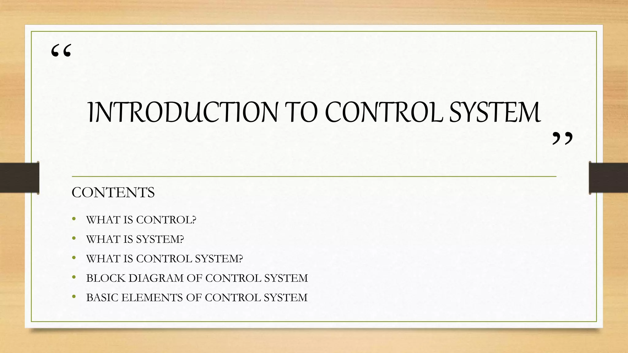 Ppt on control system | PPTX