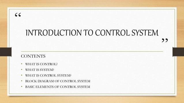 Ppt on control system | PPTX | Technology & Computing