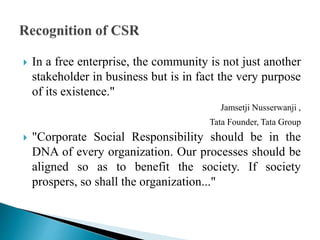 Ppt on csr at tata grp of companies | PPT