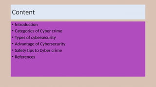 PPTonCybersecurity1234dor cybercrime and environment | PPT