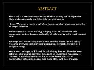 Ppt on design of solar photovoltaic generation for residential building ...