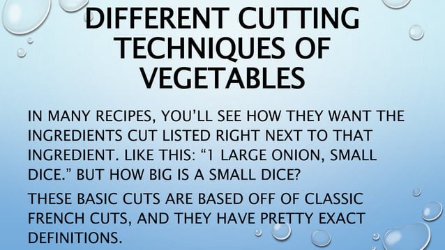 ppt on different cutting techniques.pptx | Cooking | Food & Drink