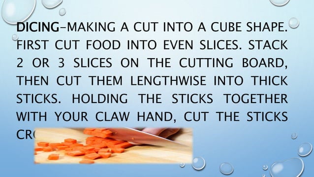 ppt on different cutting techniques.pptx | Cooking | Food & Drink