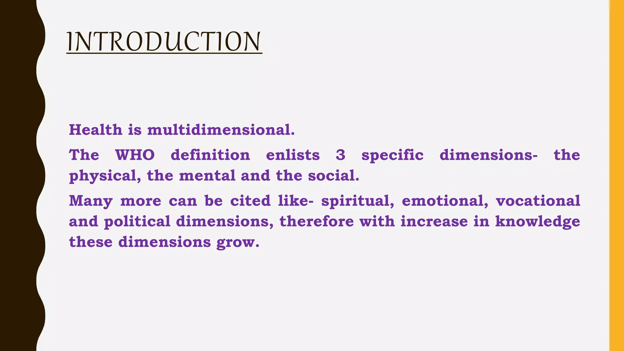 Ppt on dimensions of health | PPTX