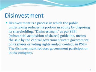 Ppt on disinvestment | PPT