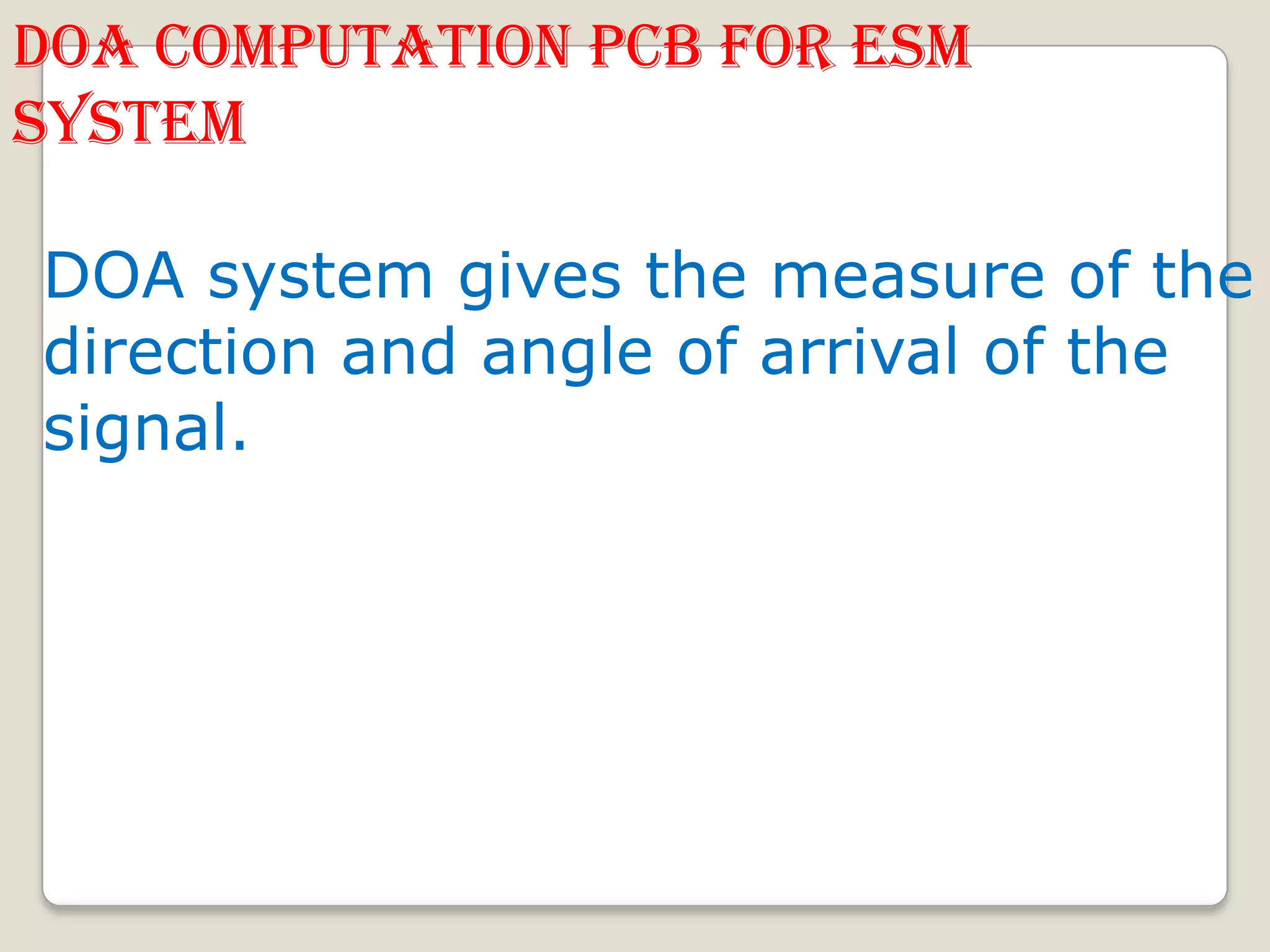 Ppt on doa system of radar | PPTX