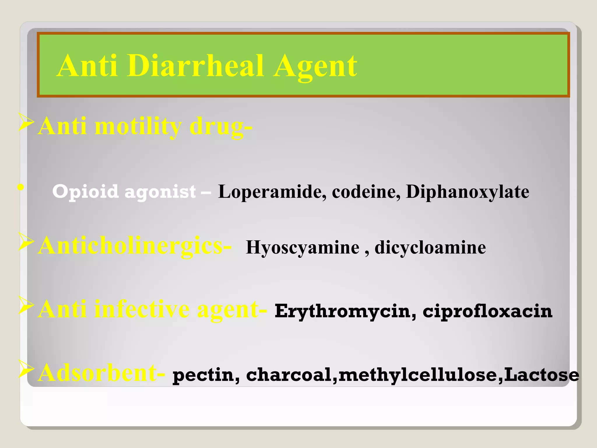 anti diarrheas and drug for constipation | PPT