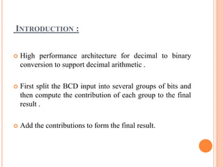High Performance FPGA Based Decimal-to-Binary Conversion Schemes | PPT