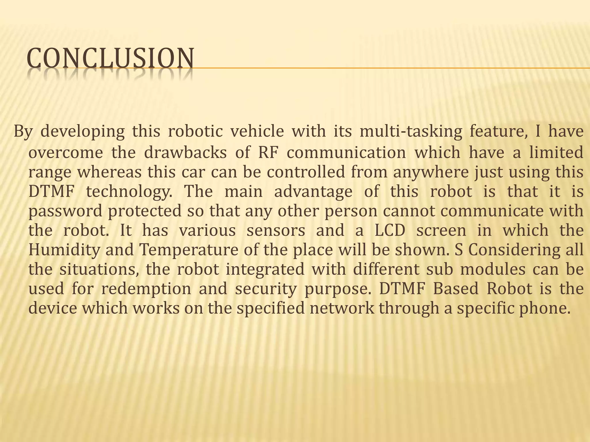 dtmf based mobile control robot | PPTX