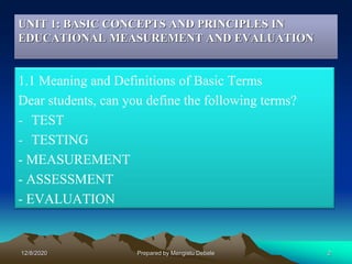 Ppt on educational measurement and evaluation | PDF