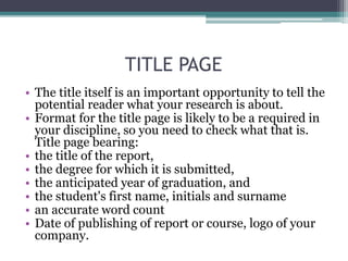 Effective report writing | PPTX