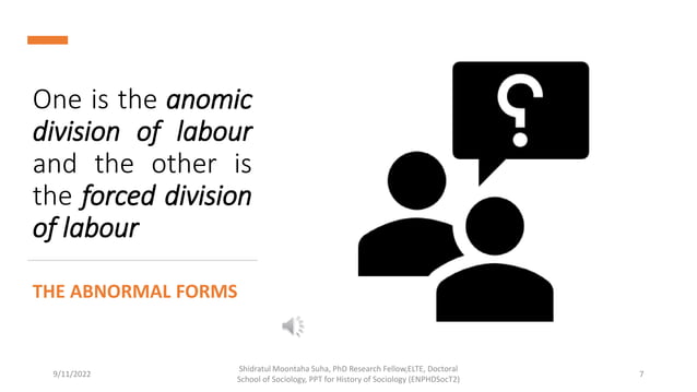Emile Durkheim's Division of Labour in Society.pptx | Science