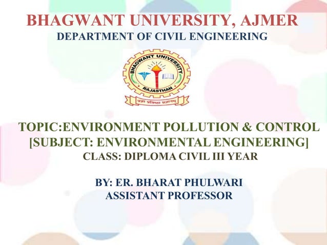 PPT on environment pollution | PDF