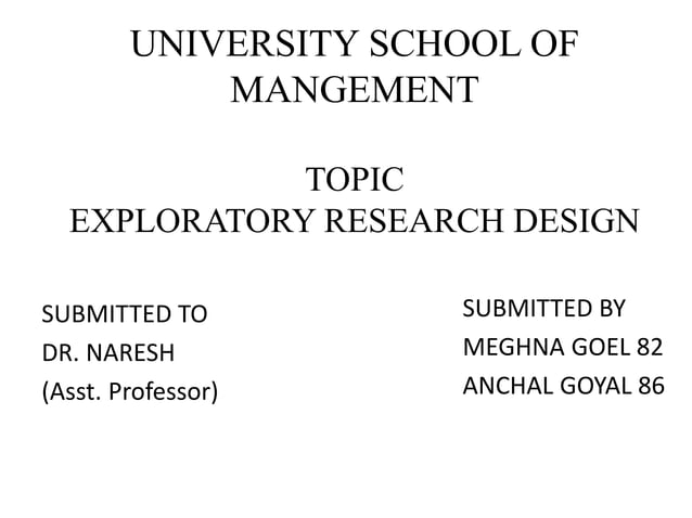EXPLORATORY RESEARCH DESIGN | PPTX
