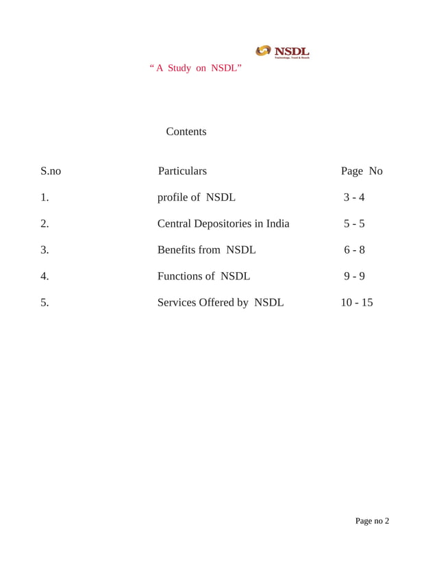 PRESENTATION ON “ NSDL ’’ | PDF | Stocks and Bonds | Personal Investing