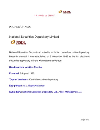 PRESENTATION ON “ NSDL ’’ | PDF