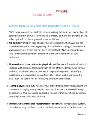 PRESENTATION ON “ NSDL ’’ | PDF