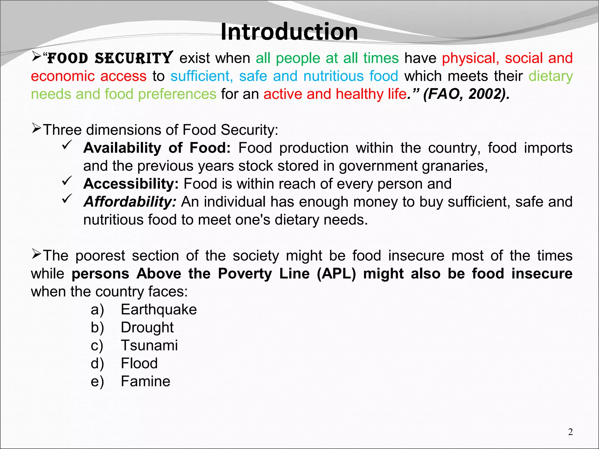 Ppt on food security issues and challenges beofe india | PPT