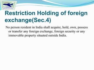 Presentation on foreign exchange mangement act (1999) | PPTX
