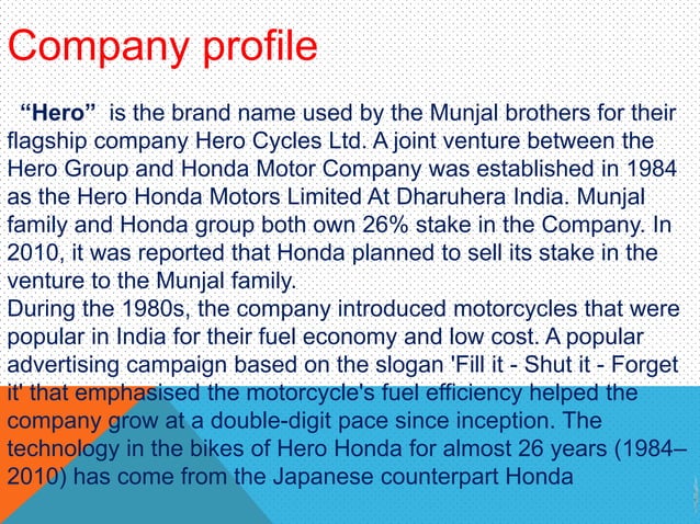 Ppt on hero moto corp. | PPTX