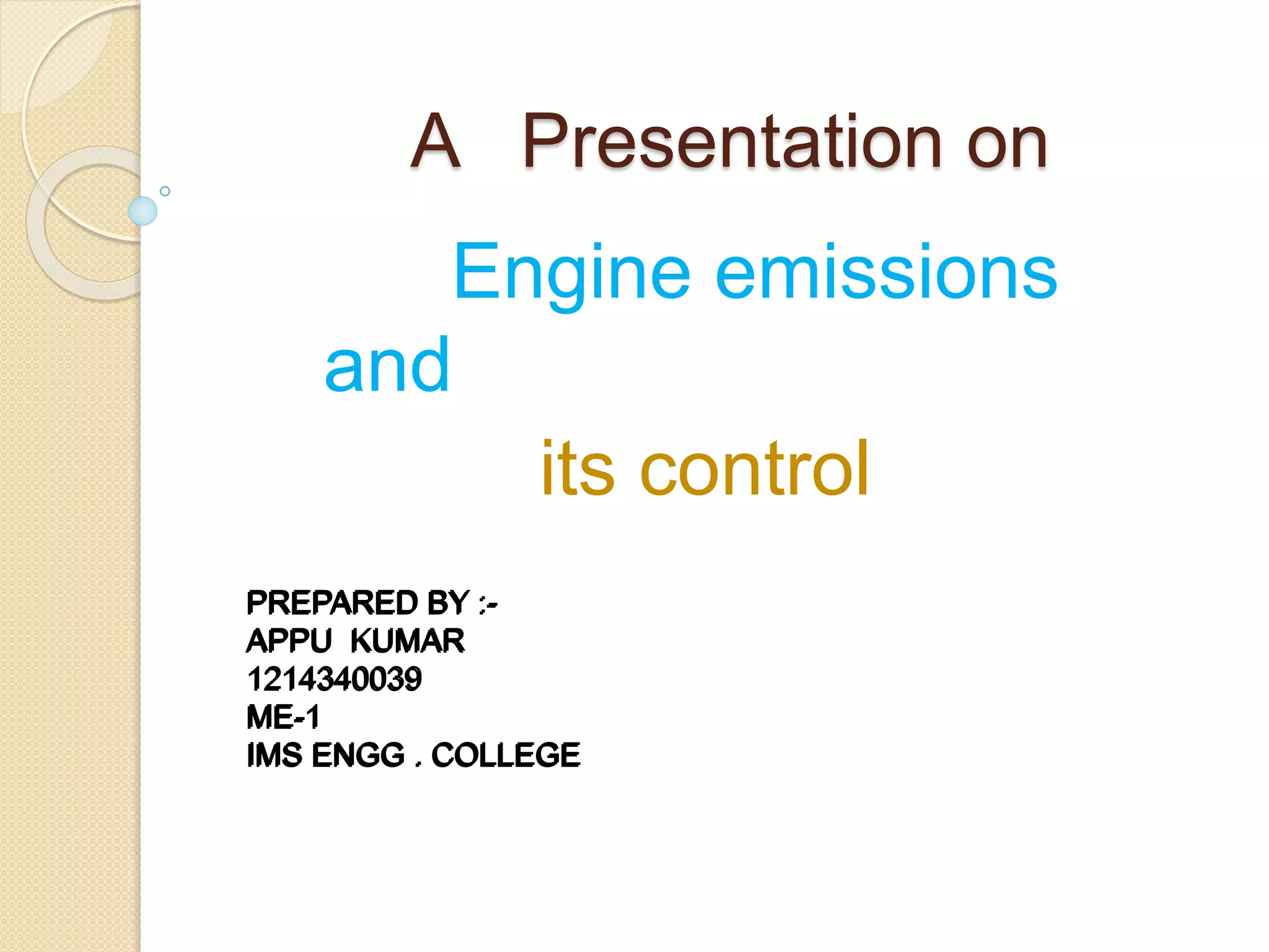 IC engines -emission and its control | PPTX