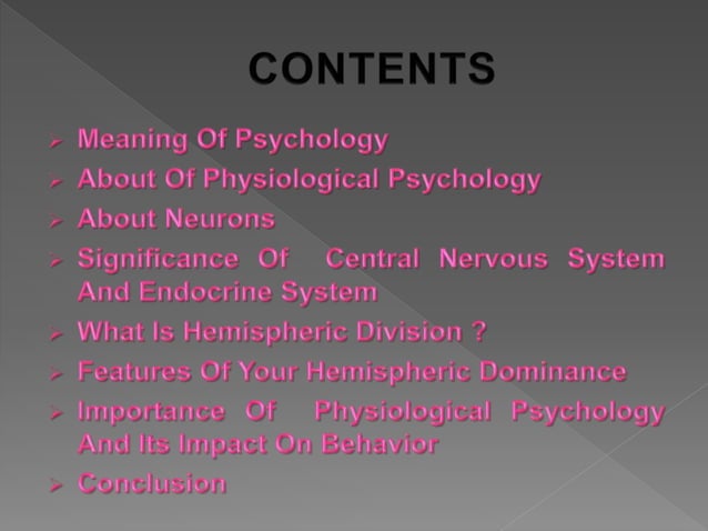 Importance of Physiological Psychology and Its Impact on Behaviour | PPT