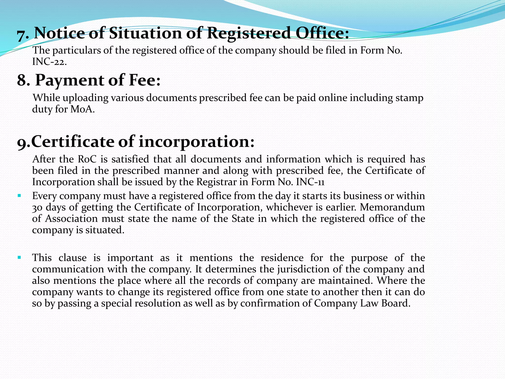 Ppt on incorporation of company as per new company act, 2013 (updated ...