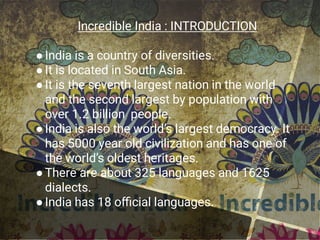 ppt on incredible india.pdf incredible india incredible india ...