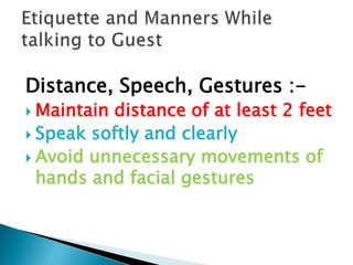 Ppt on industry etiquettes and hospitality conducts | PPTX