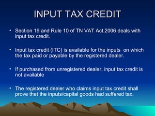 Ppt on input taxes credit mr sudhakar | PPT