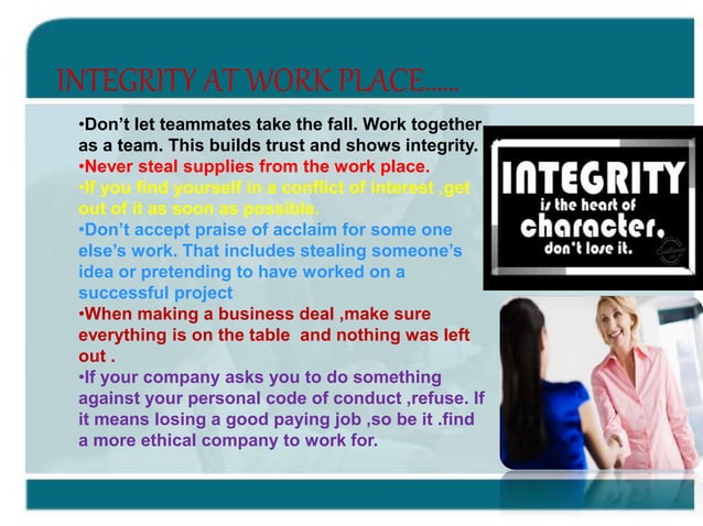 integrity at work | PPTX | Career Advice | Careers
