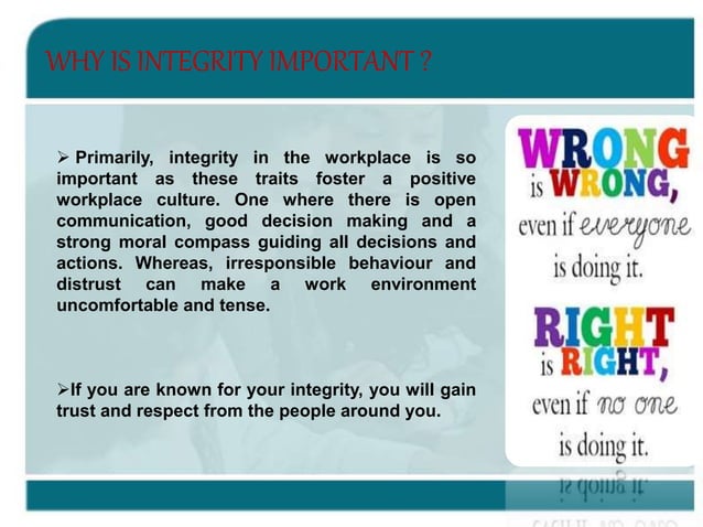 integrity at work | PPTX | Career Advice | Careers