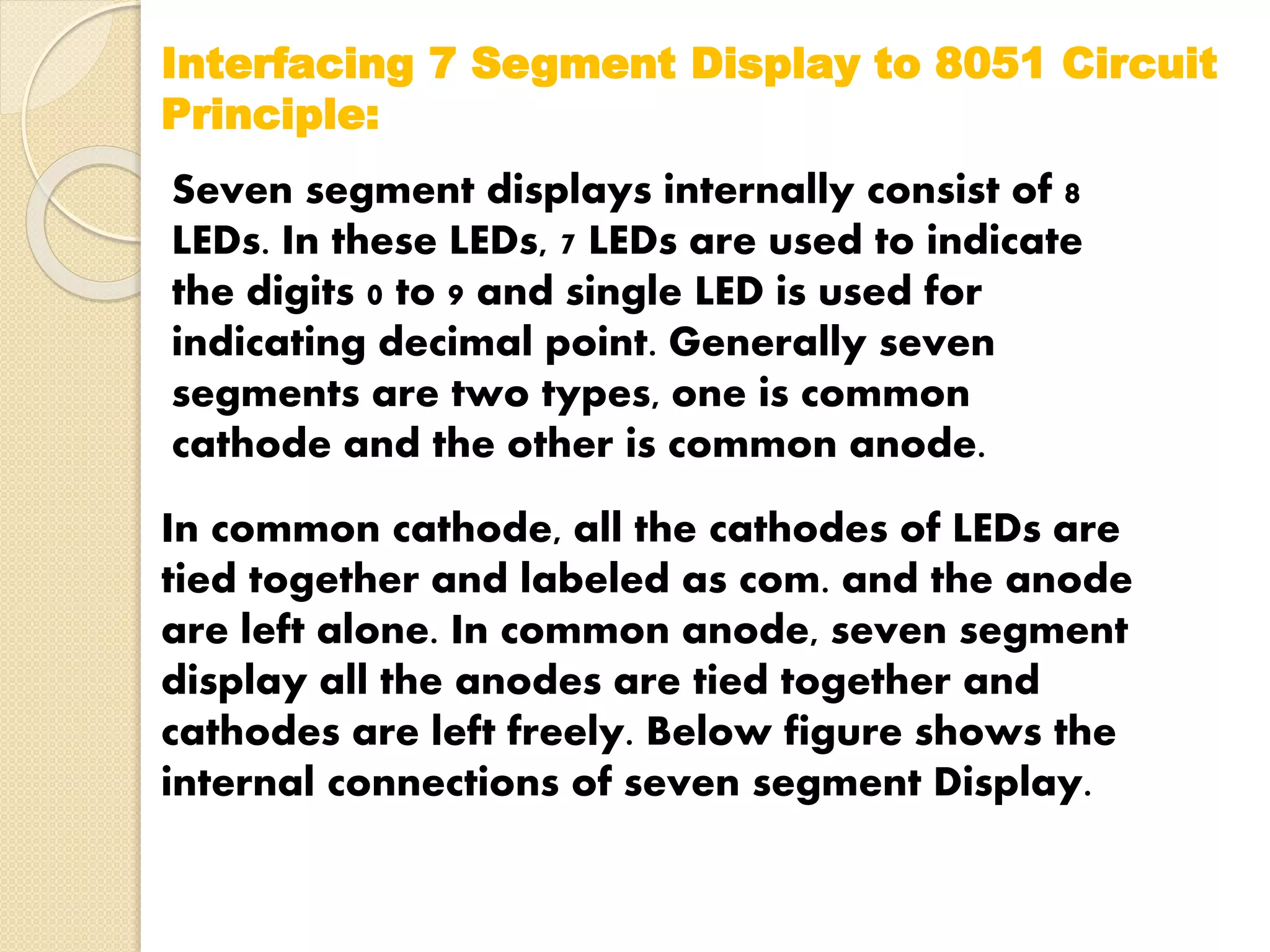 Ppt on interfacing led and 7 segment with 8951 | PPTX