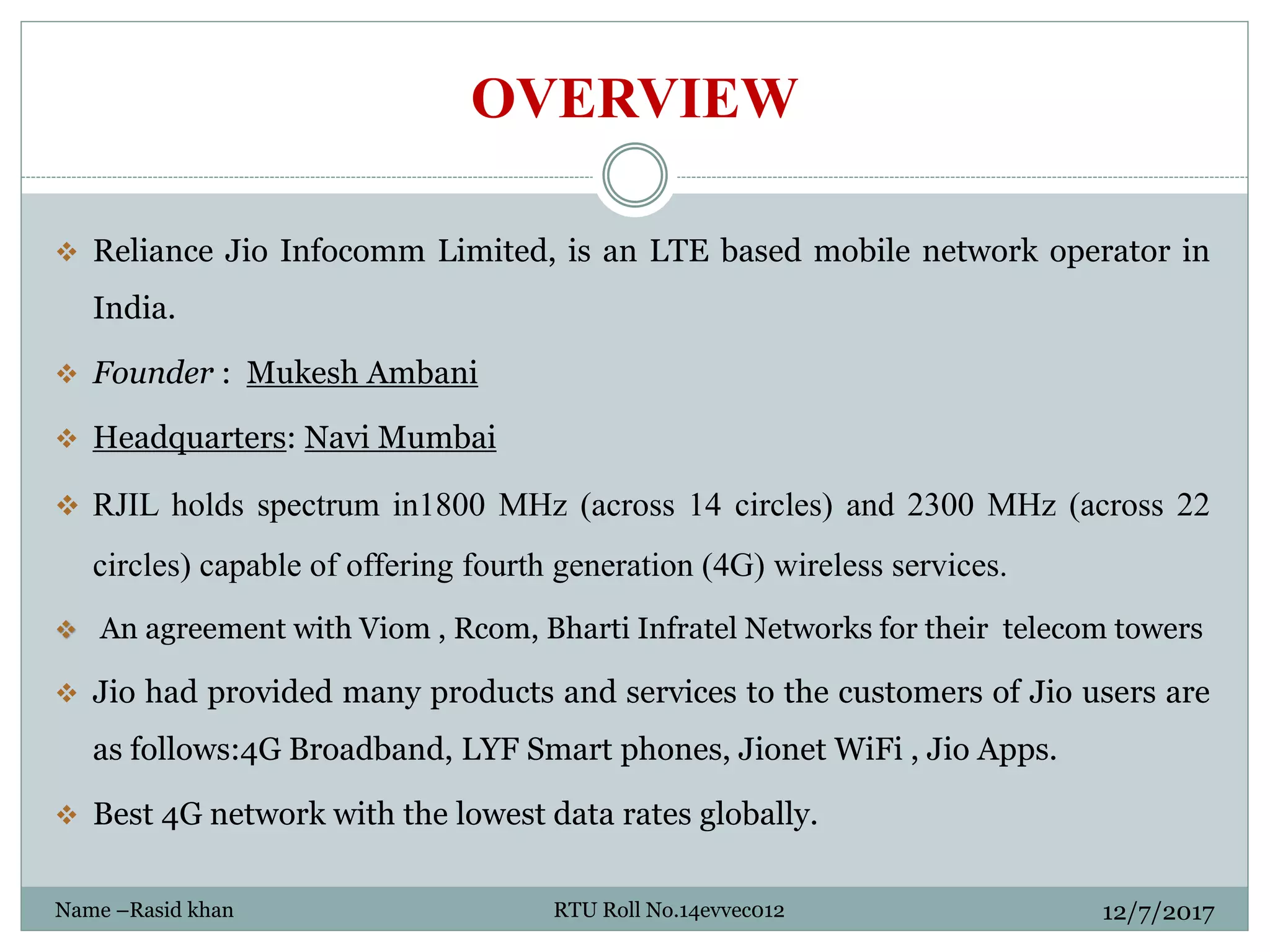Jio practical training | PPT