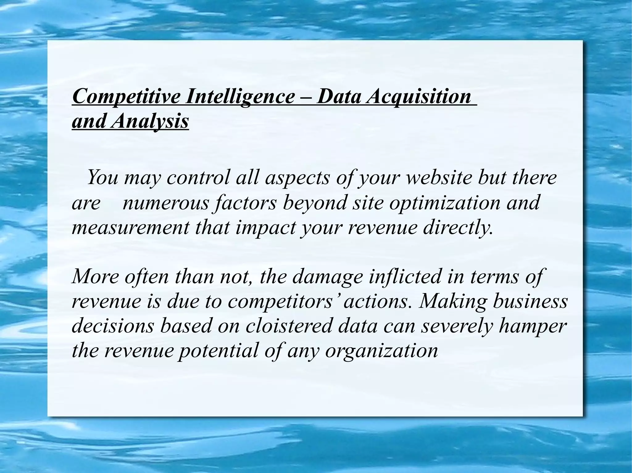 Competitive Intelligence – Data Acquisition and Analysis | PPT