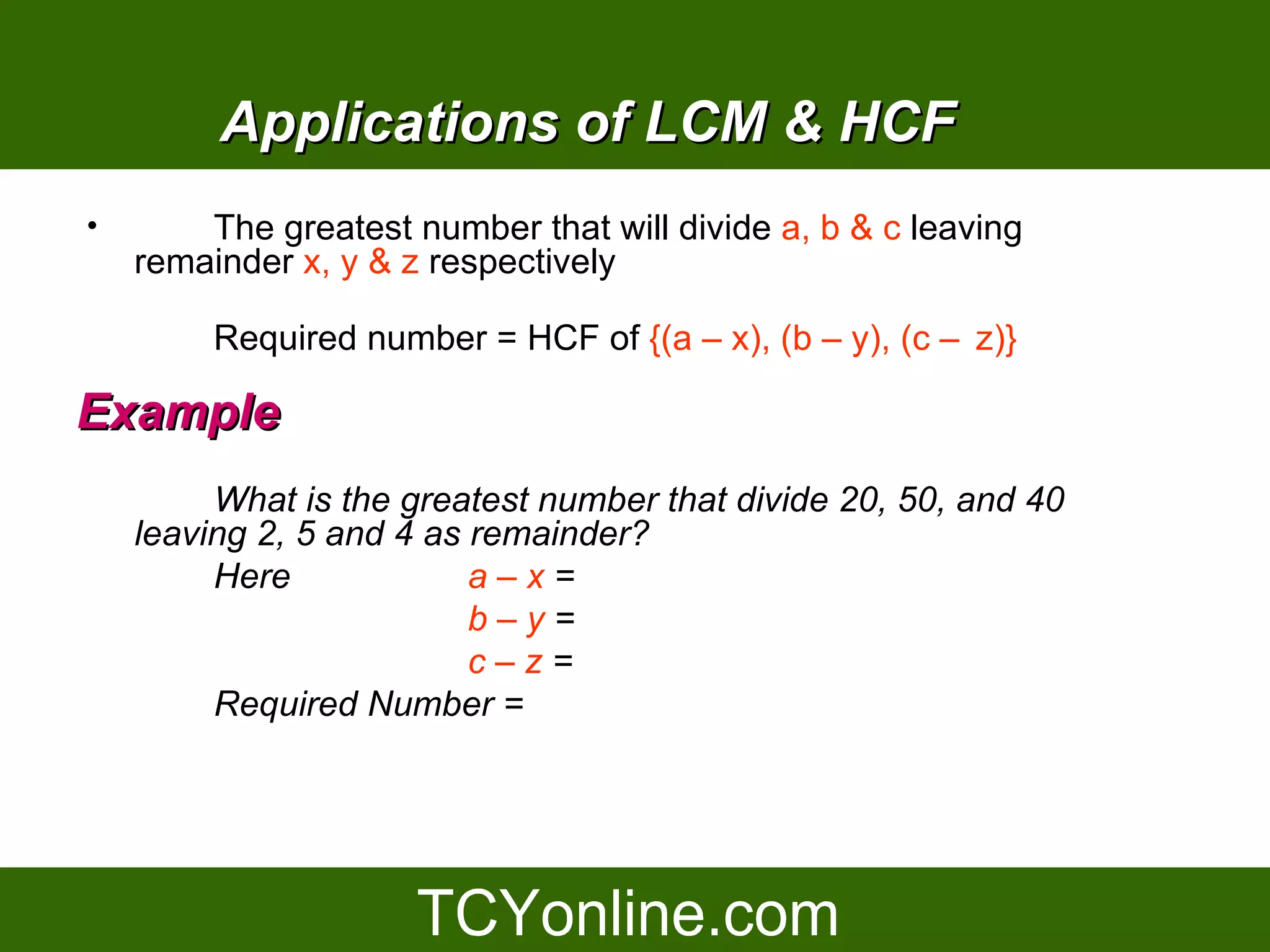 Ppt On Lcm & Hcf Questions For Cat Preparation | PPT