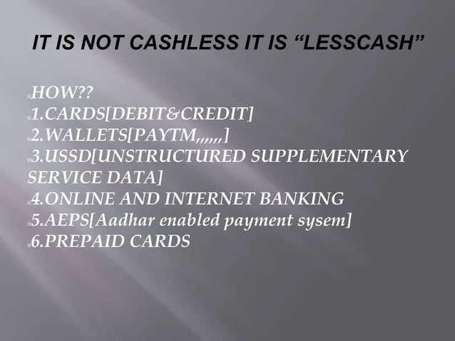 Cash Less Transactions | PPT