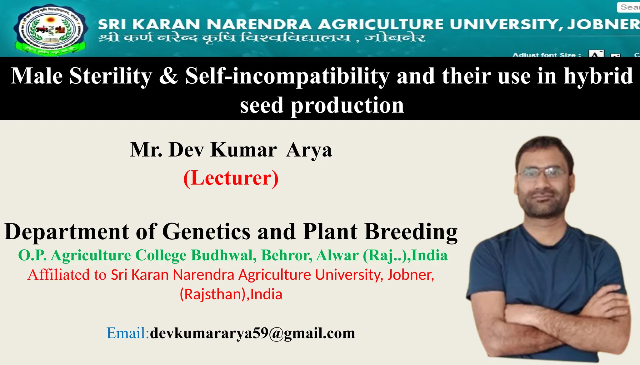 Male sterility and Self-incompatibility with DK Arya Sir | Dev Kumar ...