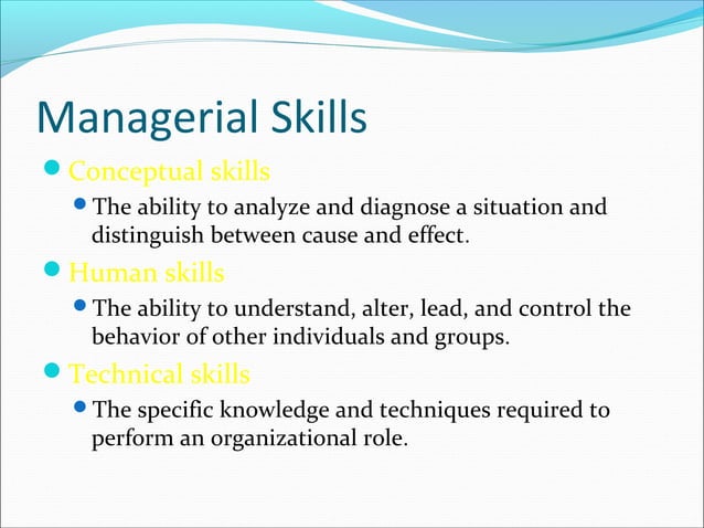 Ppt on managerial skills | PPT