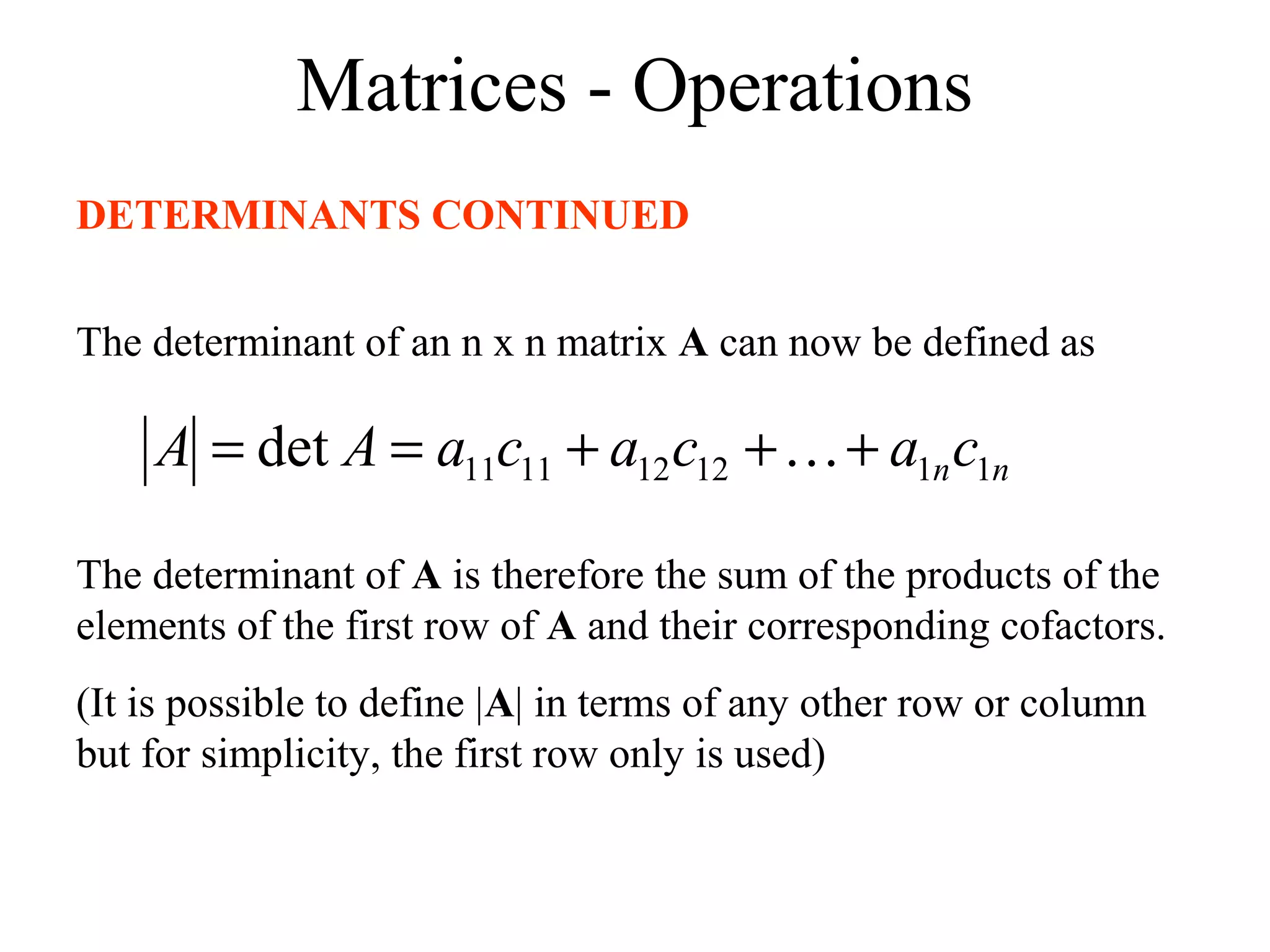 Ppt on matrices and Determinants | PPT