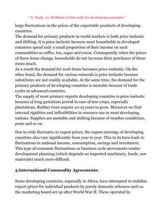 PRESENTATION ON PROBLEMS OF FREE TRADE FOR DEVELOPING ECONOMIES | PDF