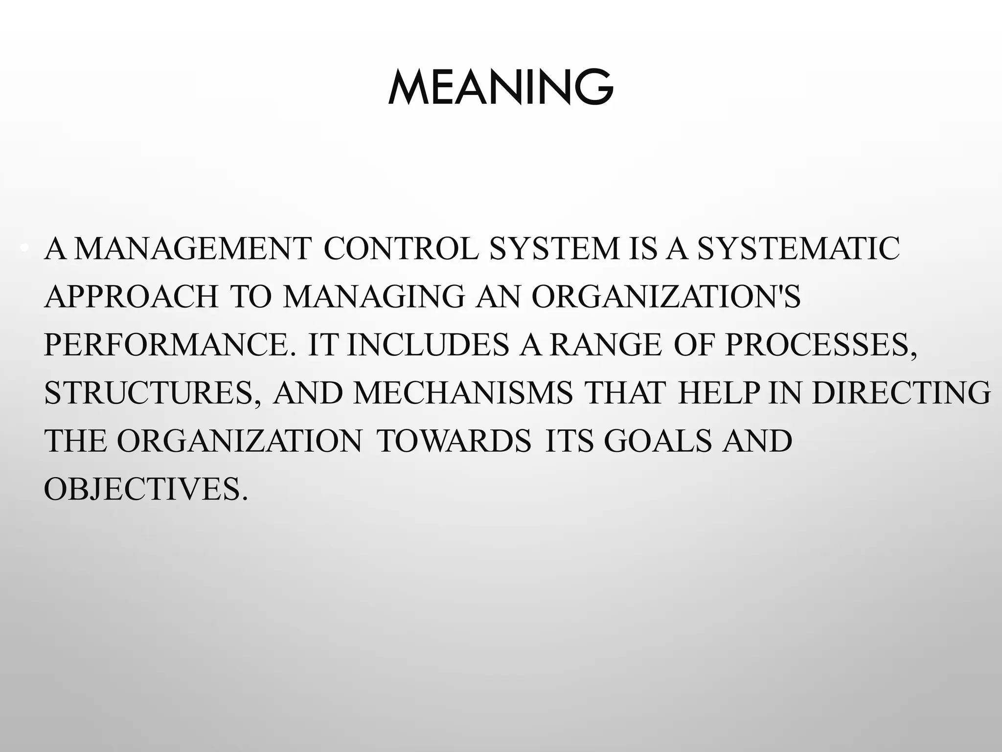 Presentation On Management Control And Information System Ppt