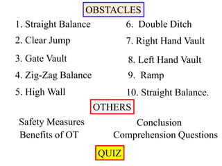 NCC Obstacle Training : Lt. Cdr. M. Arokiasamy | PPTX