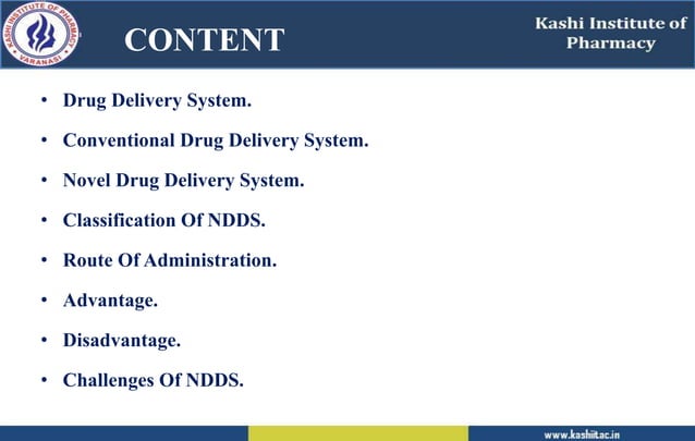 Novel Drug Delivery System (NDDS) | PPTX | Substance Abuse | Diseases ...