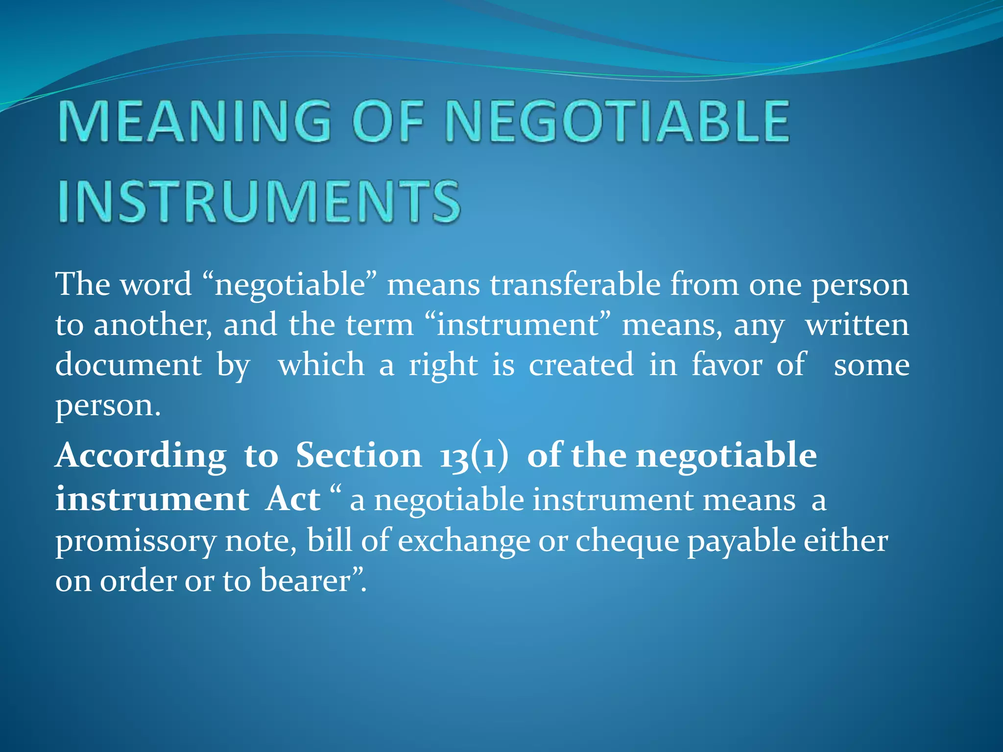 Negotiable Instrument | PPTX