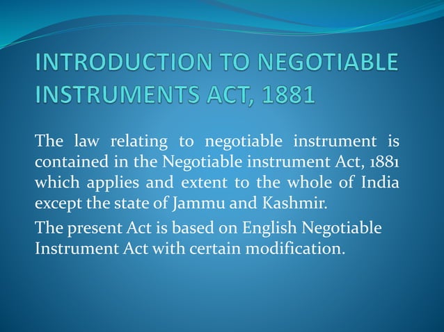 Negotiable Instrument | PPT