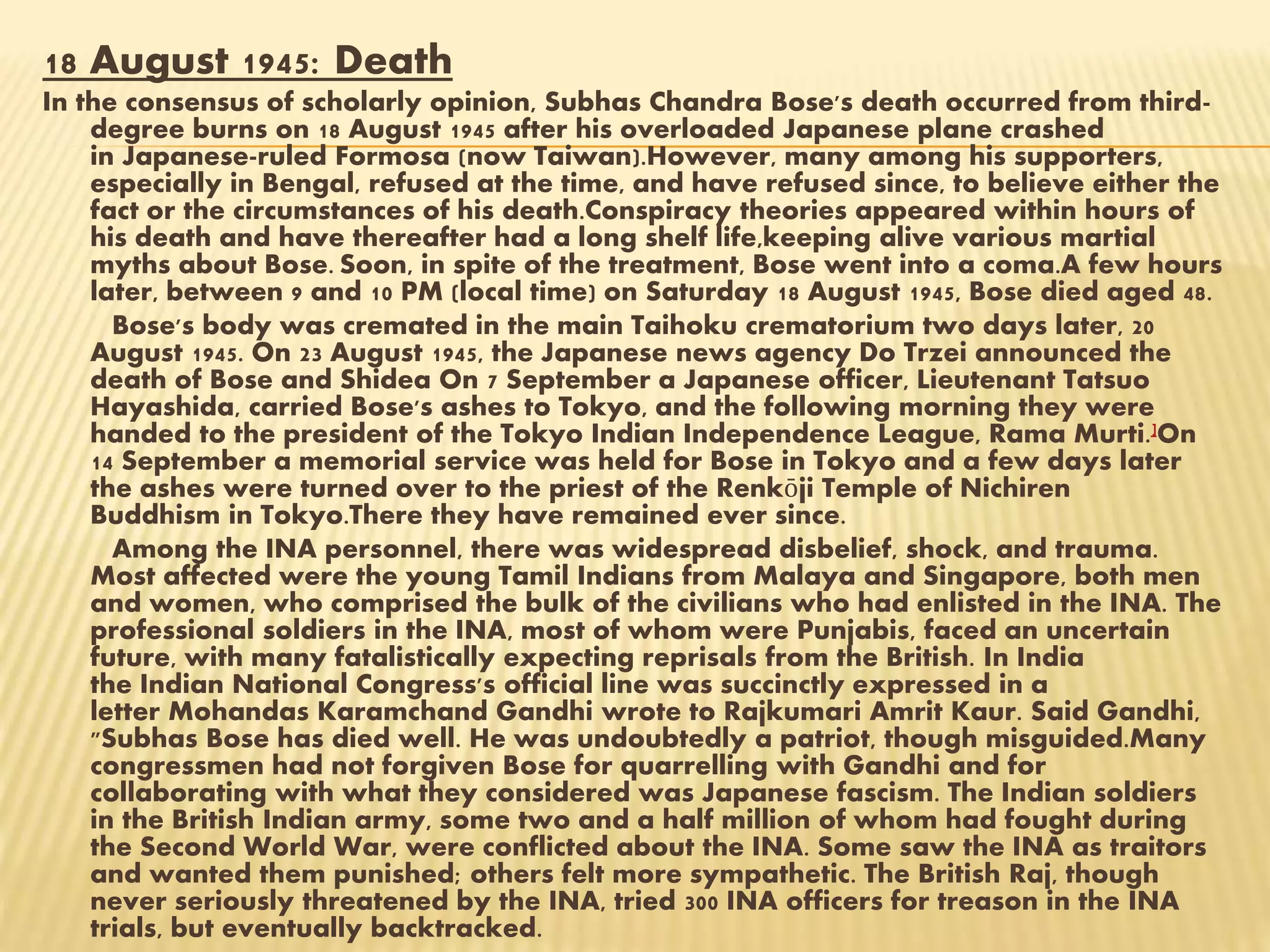 POWER POINT PRESENTATION ON NETAJI SUBHASH CHANDRA BOSE. | PPTX